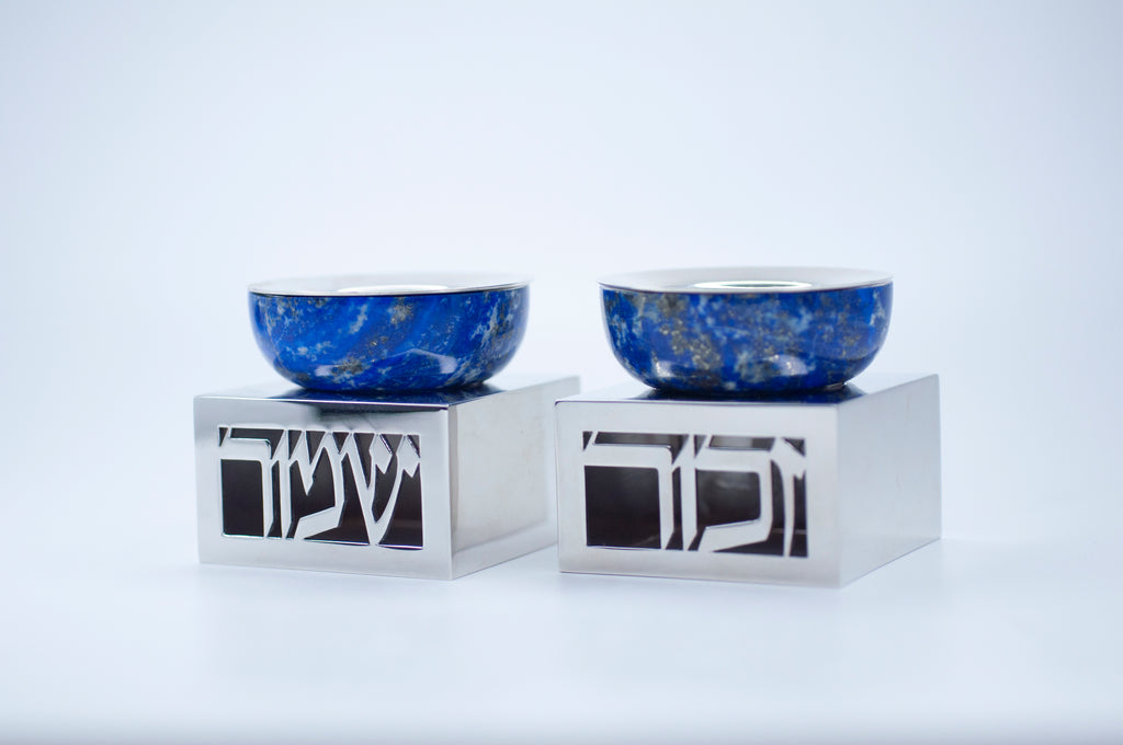 Agate ROUND BALL CANDLESTICKS from Itzhak Luvaton